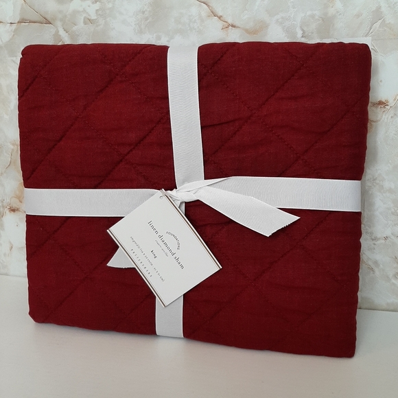 Pottery Barn | Bedding | Pottery Barn Belgian Flax Linen Diamond ...